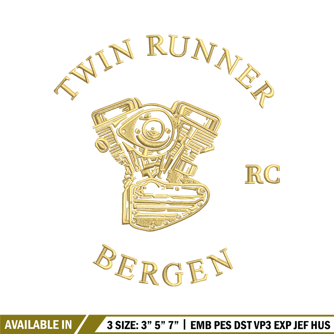 Twin runner logo embroidery design, Twin runner logo embroid | Inspire ...