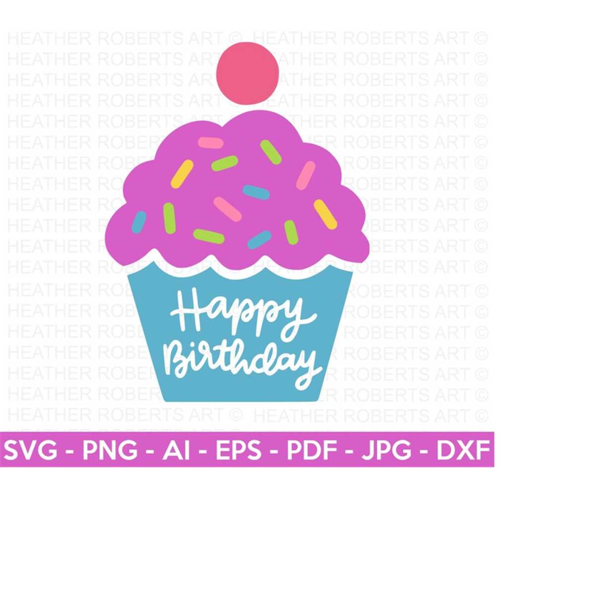 Happy Birthday Cupcake SVG, Birthday SVG, Birthday Greeting | Inspire ...