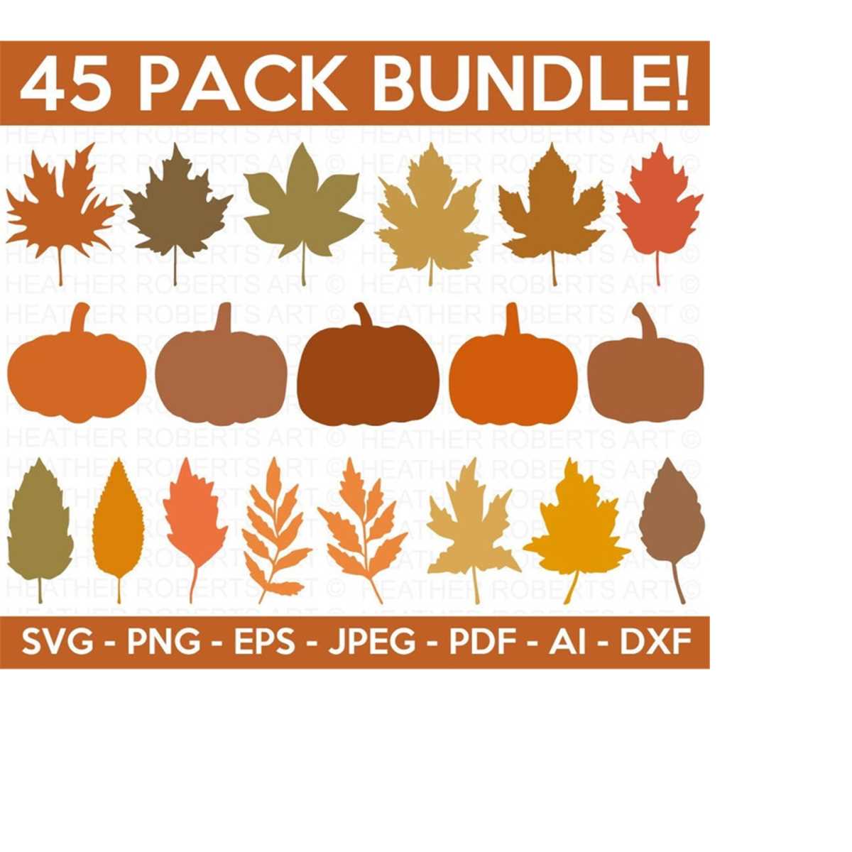 Pumpkin and Fall Leaves SVG Bundle, Fall Cliparts SVG Bundl | Inspire ...