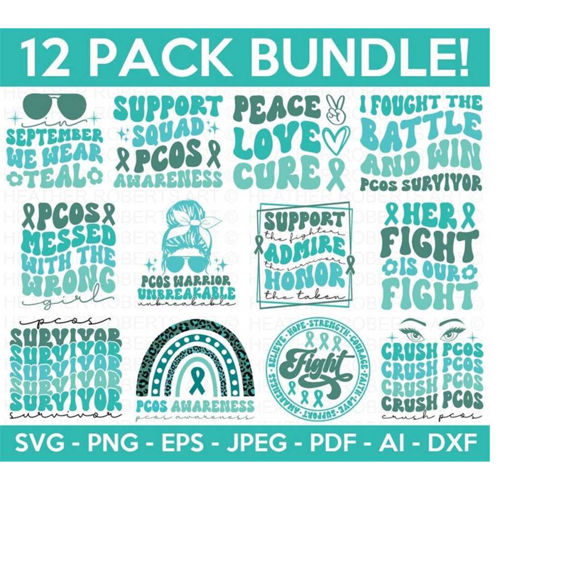 Retro Pcos Awareness SVG Bundle, Pcos SVG, Pcos Survivor SVG | Inspire ...