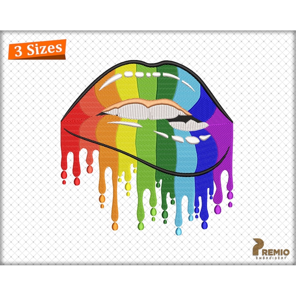 Dripping Lips Embroidery Design, Rainbow Lips Machine Embroi - Inspire ...