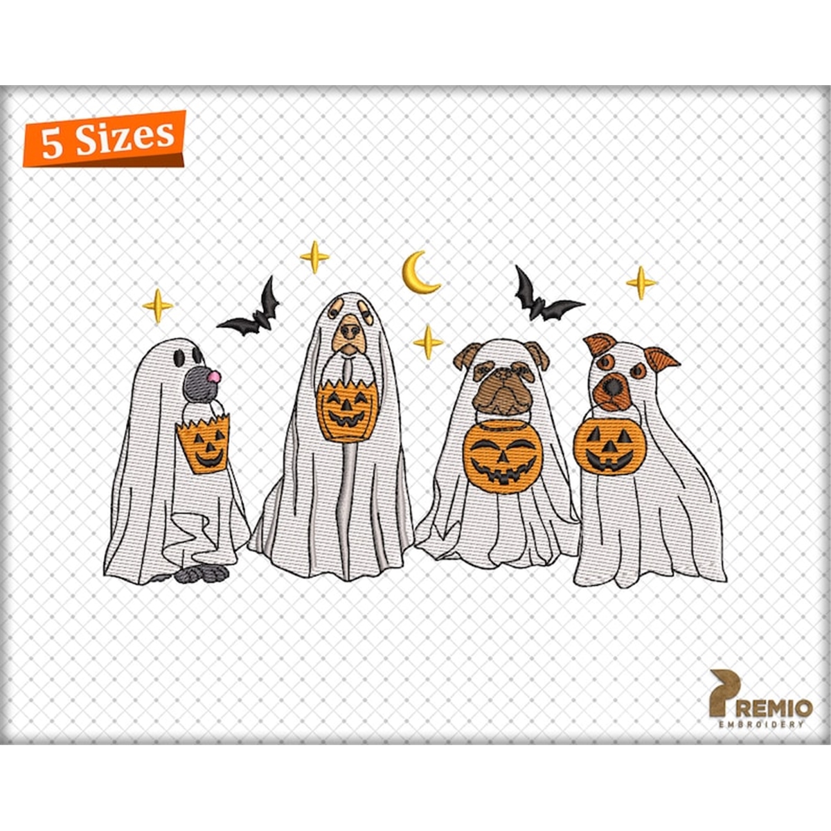 Dog Ghost Embroidery Design, Four Spooky Halloween Ghost Dog | Inspire ...