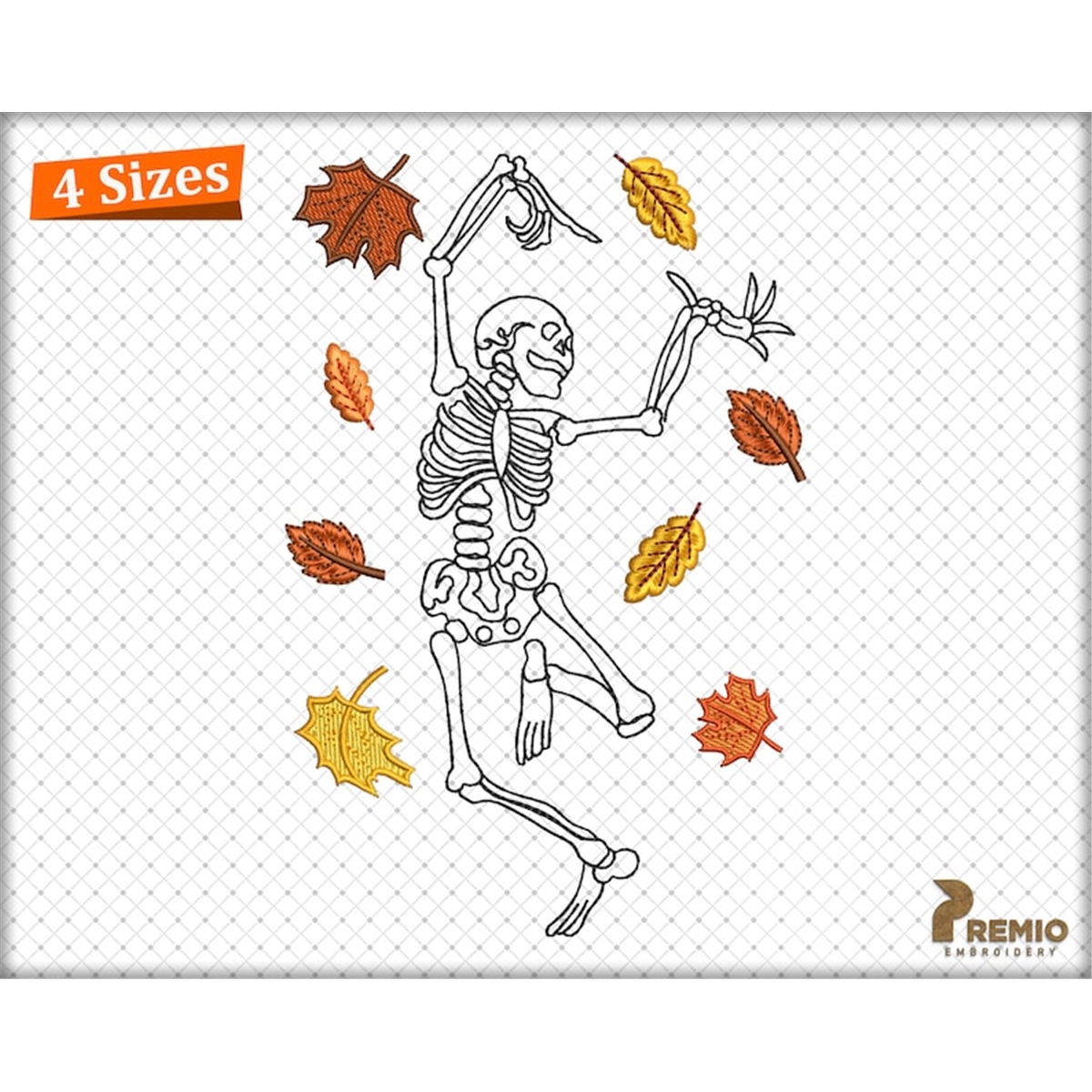 Dancing Skeleton Embroidery Design, Autumn Fall Skeleton Dan - Inspire ...