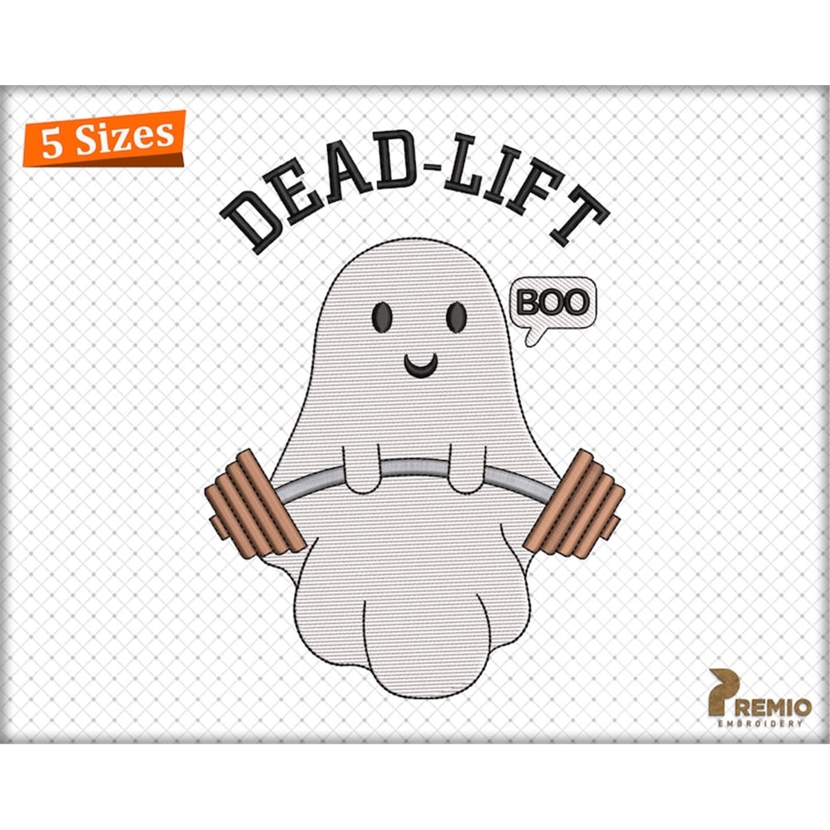 Dead Lift Embroidery Design, Gym Ghost Halloween Embroidery | Inspire ...