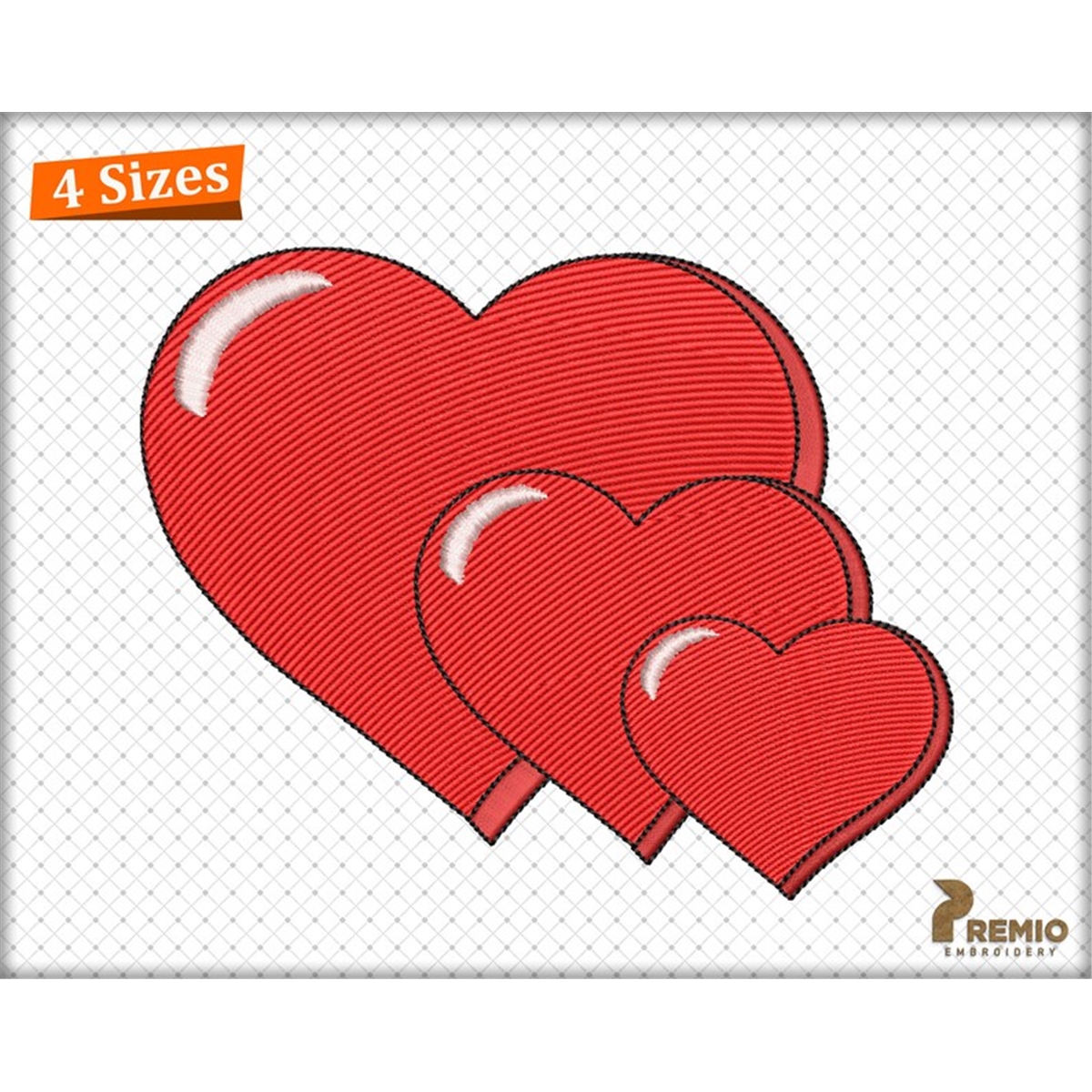 Hearts Embroidery Design, Three Heart Machine Embroidery Des | Inspire ...