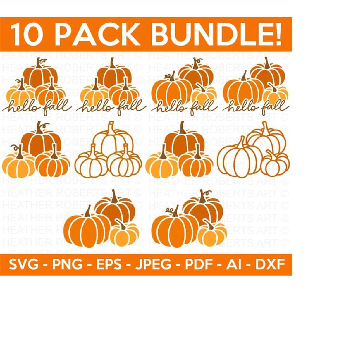 Hello Fall Pumpkins SVG Bundle, Pumpkin SVG, Pumpkin Vector, | Inspire ...