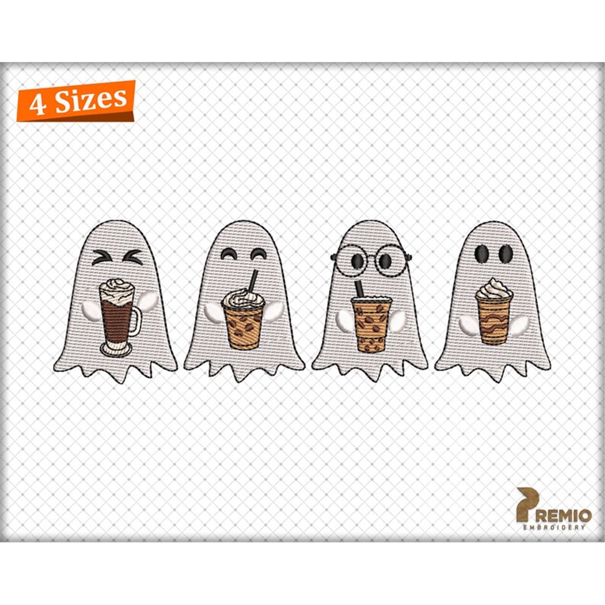 Spooky Ghost with Coffee Embroidery Design, Ghost Ice Coffee | Inspire ...