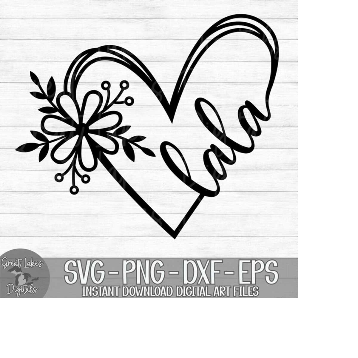 Lala Flower Heart - Instant Digital Download - svg, png, dxf | Inspire ...