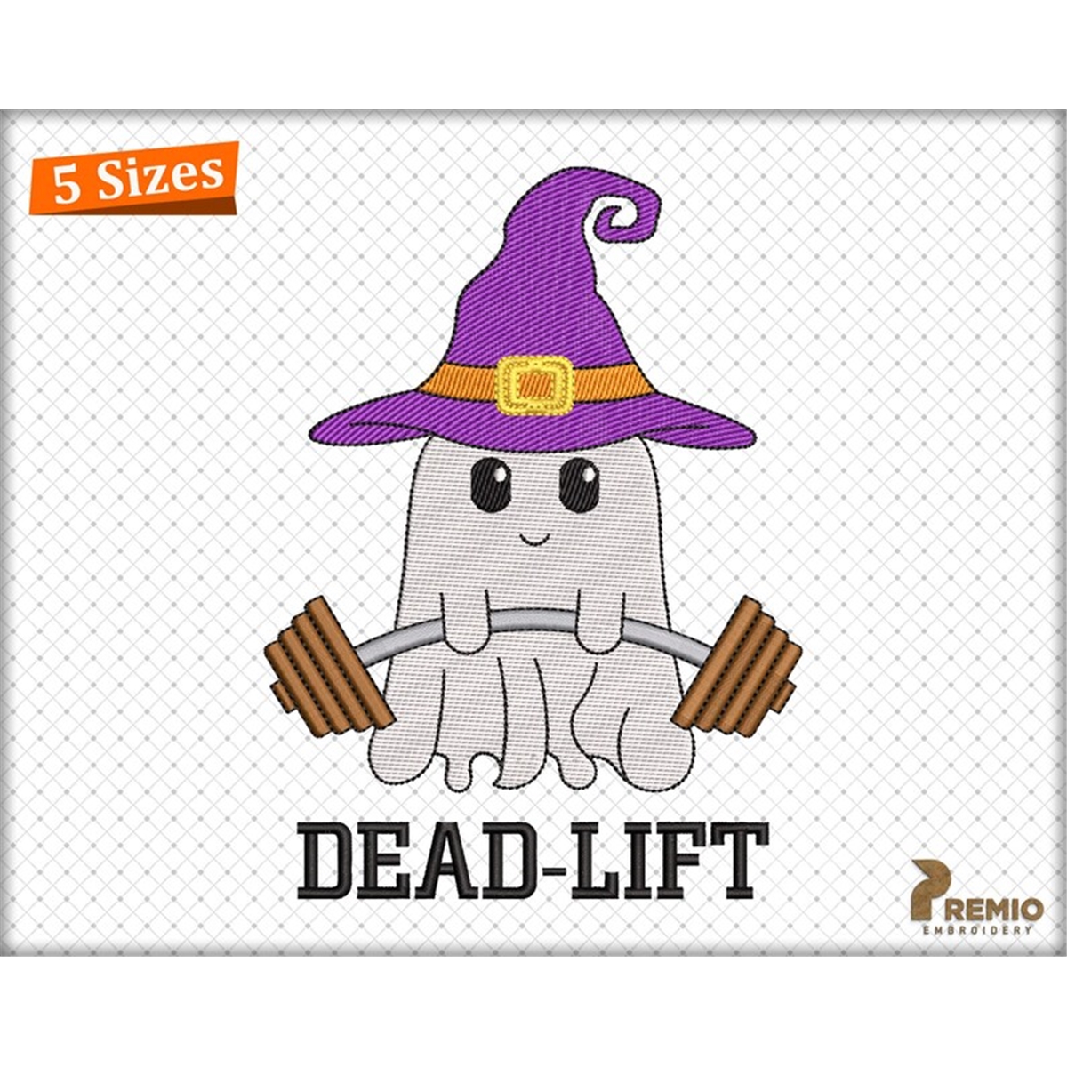 Dead Lift Embroidery Design, Gym Ghost Halloween Embroidery - Inspire ...