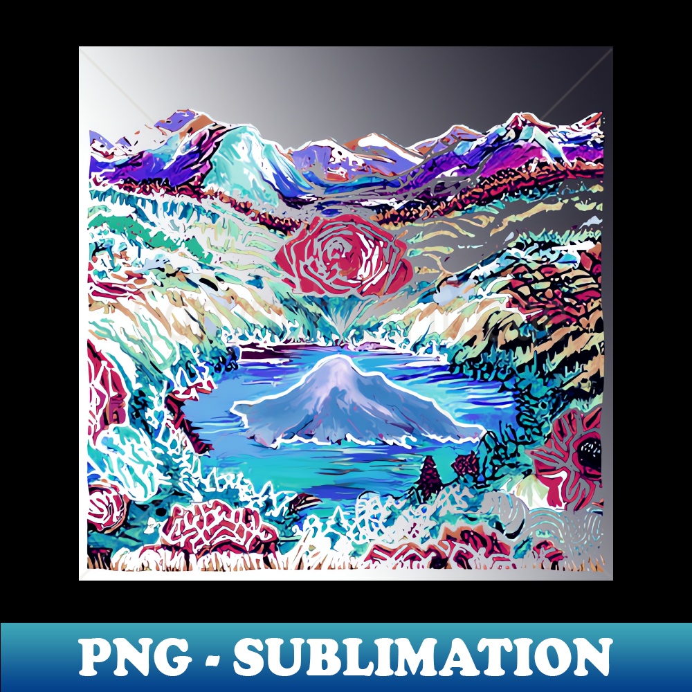 Batik Mountain Lake - Creative Sublimation PNG Download - De | Inspire ...