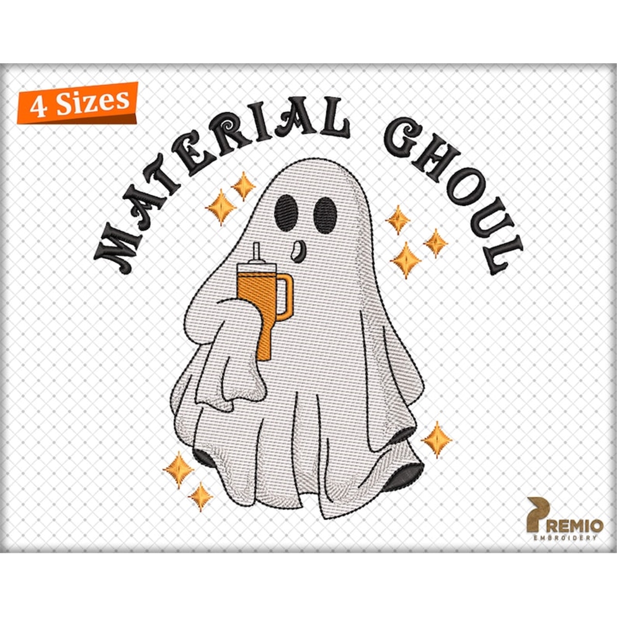 Material Ghoul Embroidery Design, BooJee Stanley Tumbler Gho - Inspire Uplift