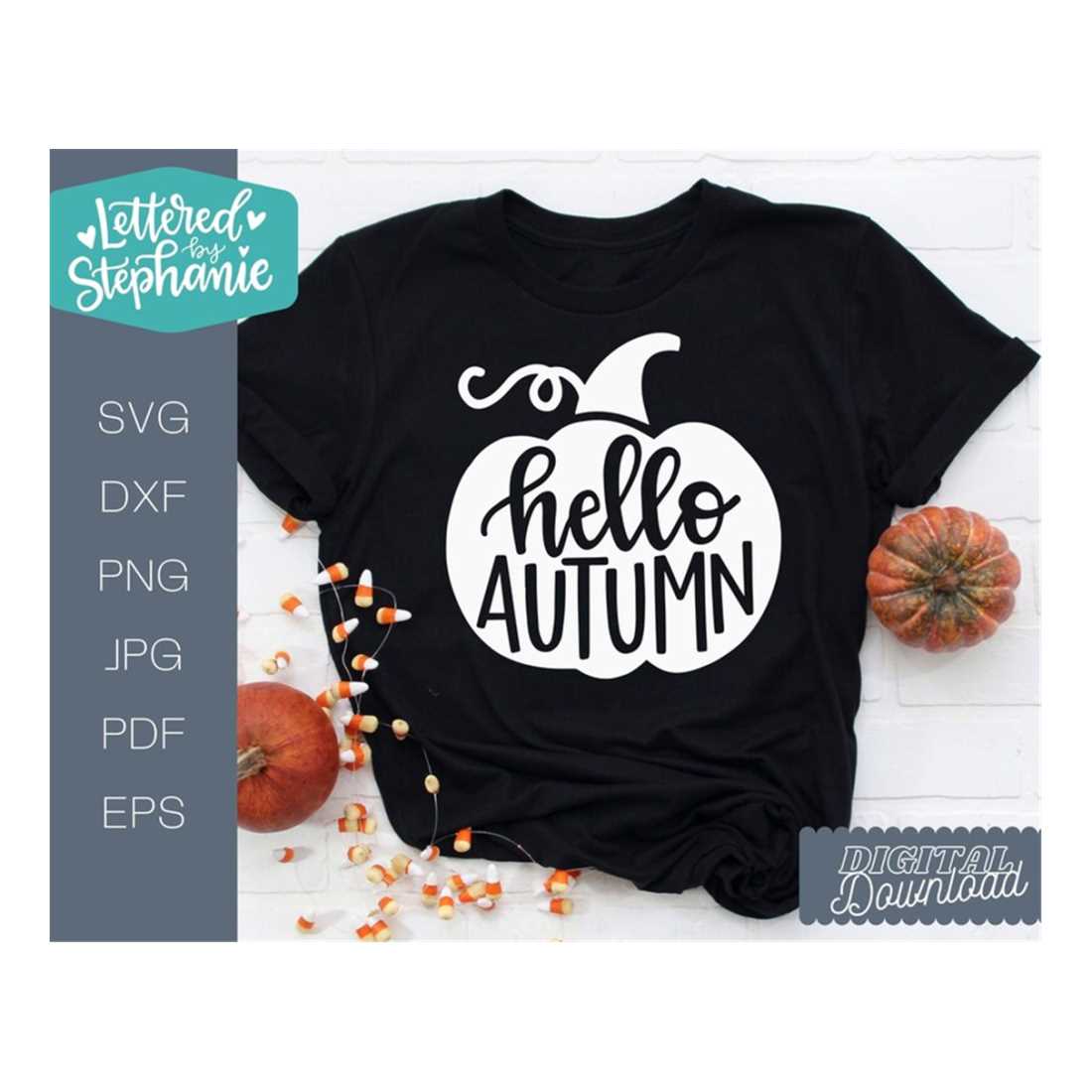Hello Autumn SVG Cut File, fall quote svg, cute pumpkin svg, | Inspire ...