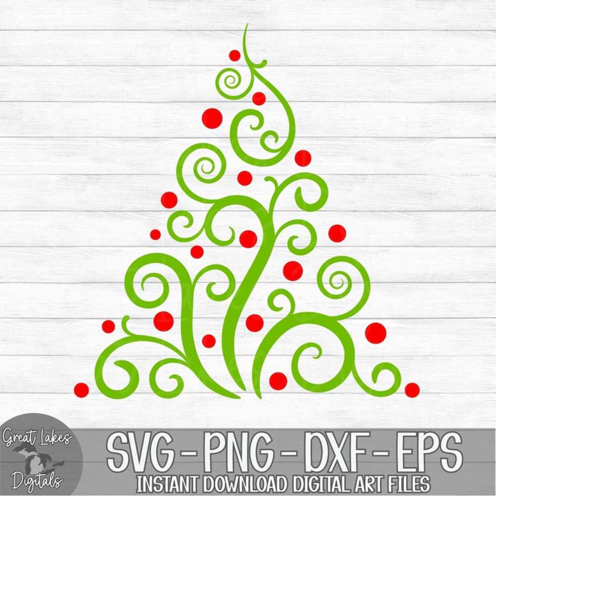 Swirly Christmas Tree - Instant Digital Download - svg, png, - Inspire ...