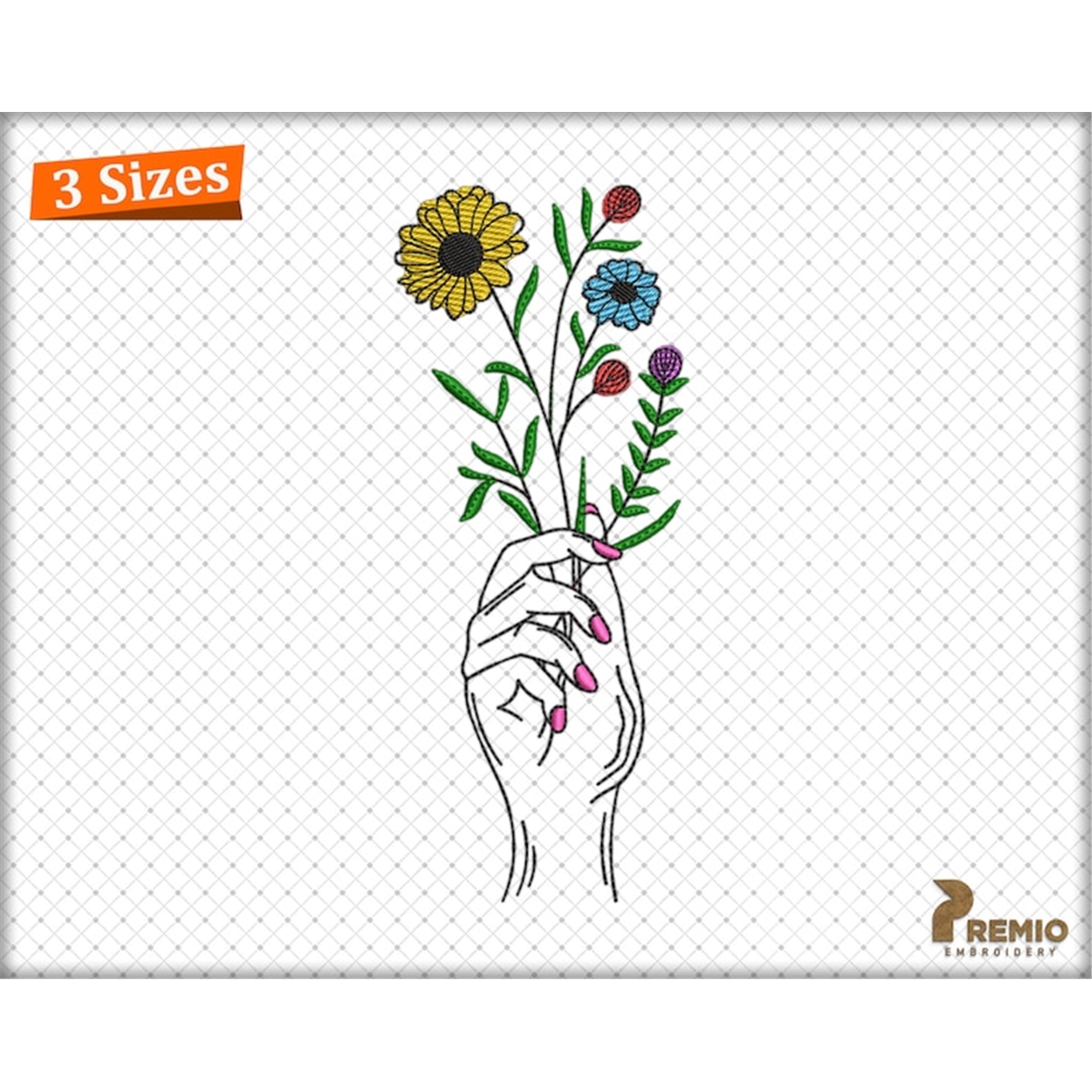 Wildflowers Embroidery Design, Floral Line Art Machine Embro | Inspire ...