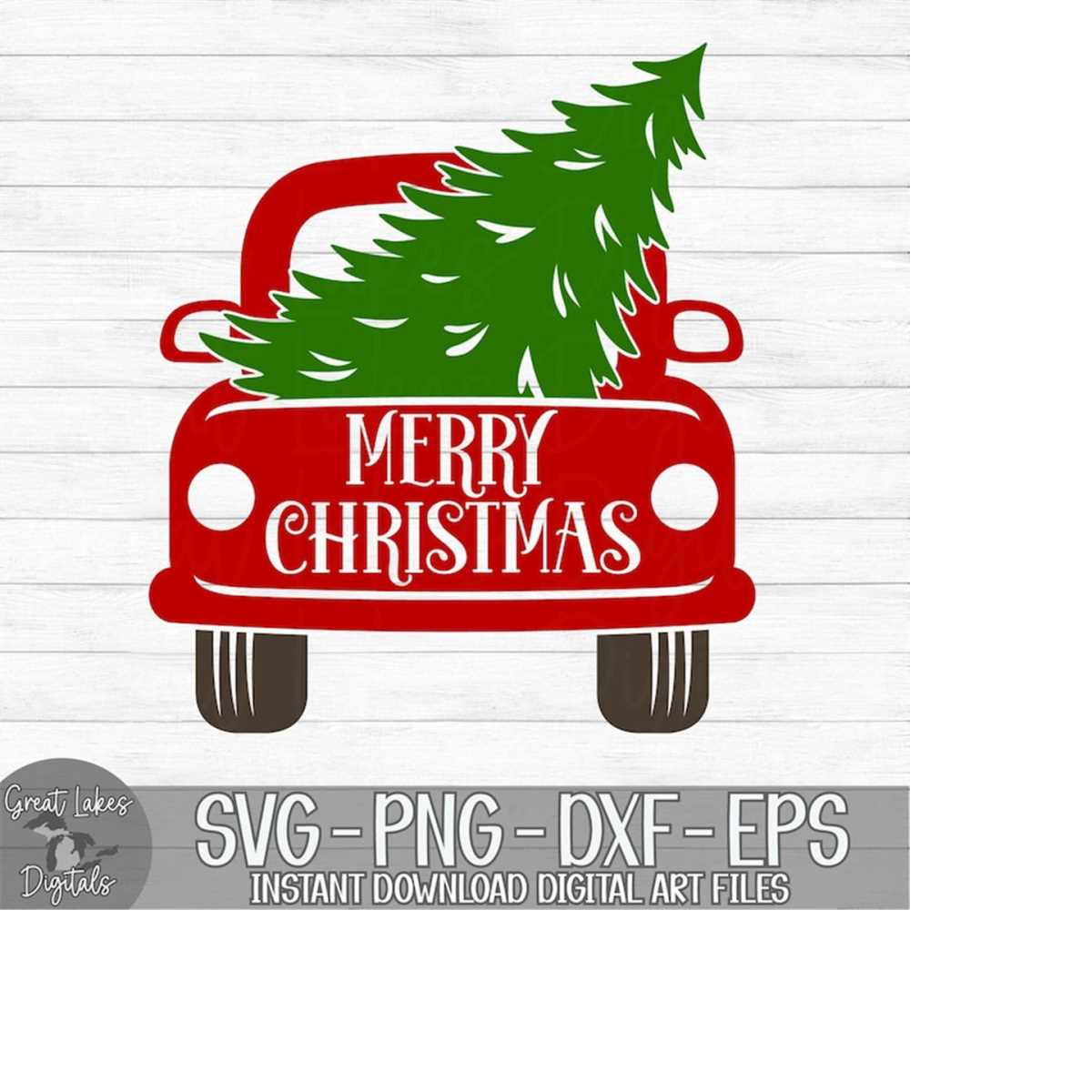 Merry Christmas Truck & Tree - Instant Digital Download - sv - Inspire ...