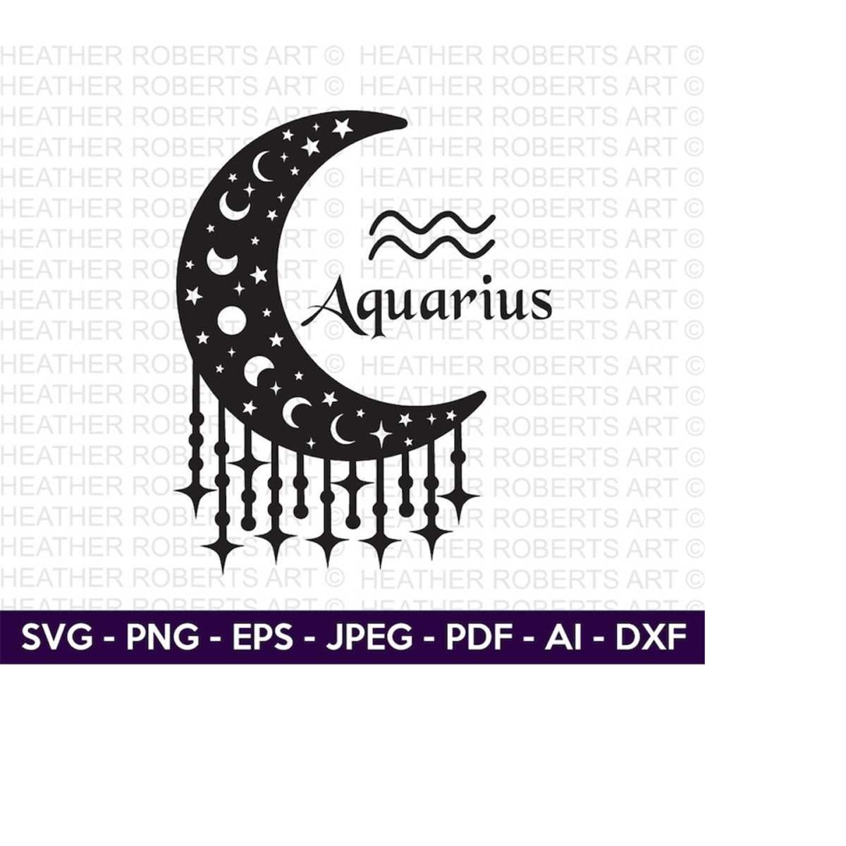 Aquarius SVG, Zodiac Moon Svg, Zodiac Signs SVG, Astrology S - Inspire ...
