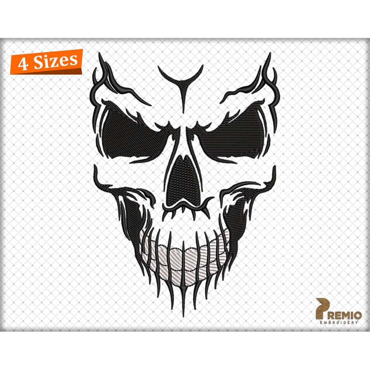 Skull Skeleton Face Embroidery Design, Skeleton Embroidery M | Inspire ...