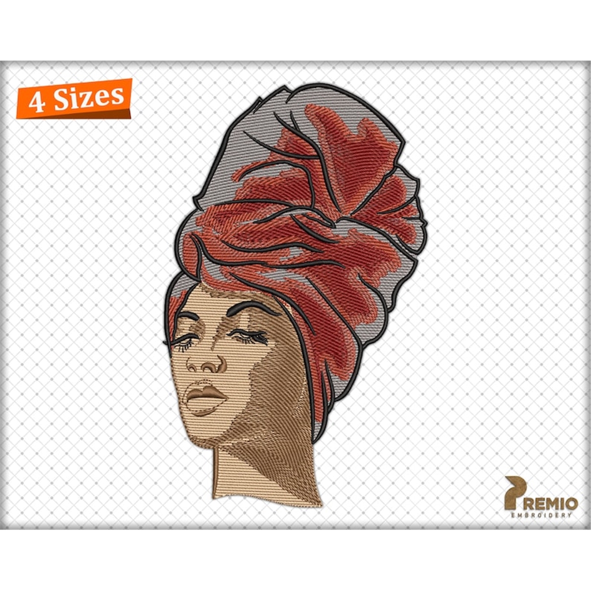 Afro Woman Embroidery Design, Black Melanin Woman Turban Hai | Inspire ...
