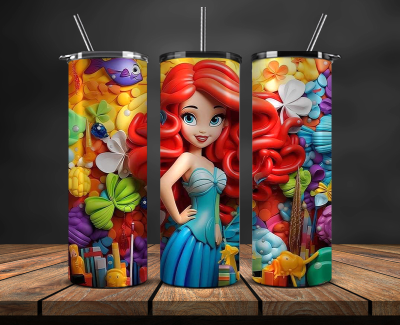 Princess Disney Tumbler Wrap, 3D Cartoon Tumbler Wrap, 20oz - Inspire ...