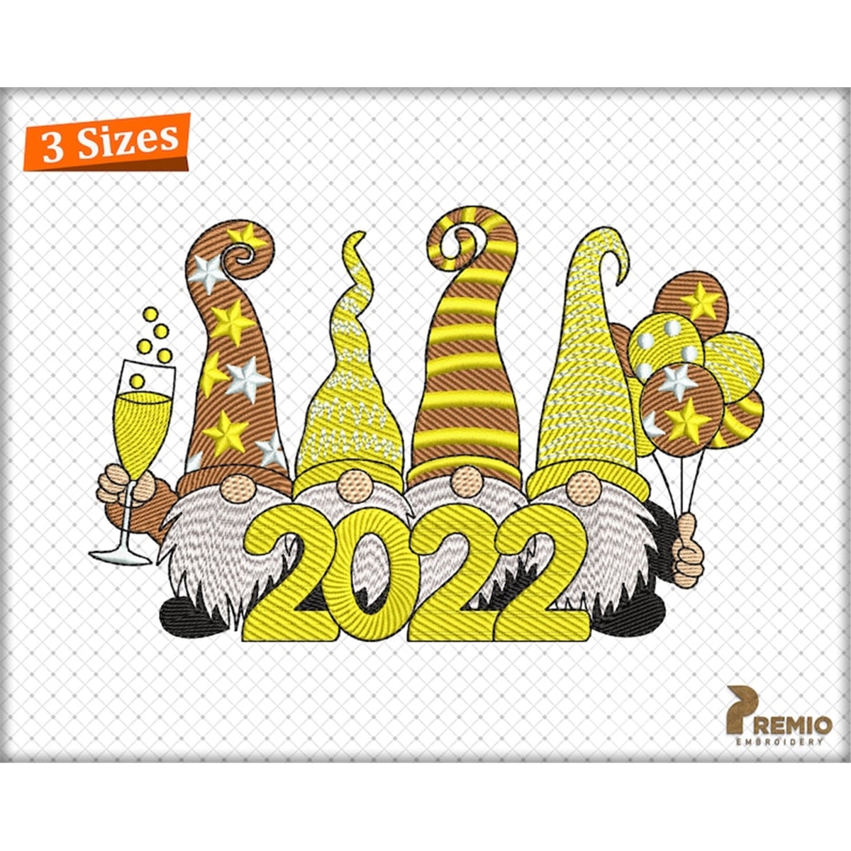 Happy New Year Gnome Embroidery Design, Gnomes Happy New Yea | Inspire ...