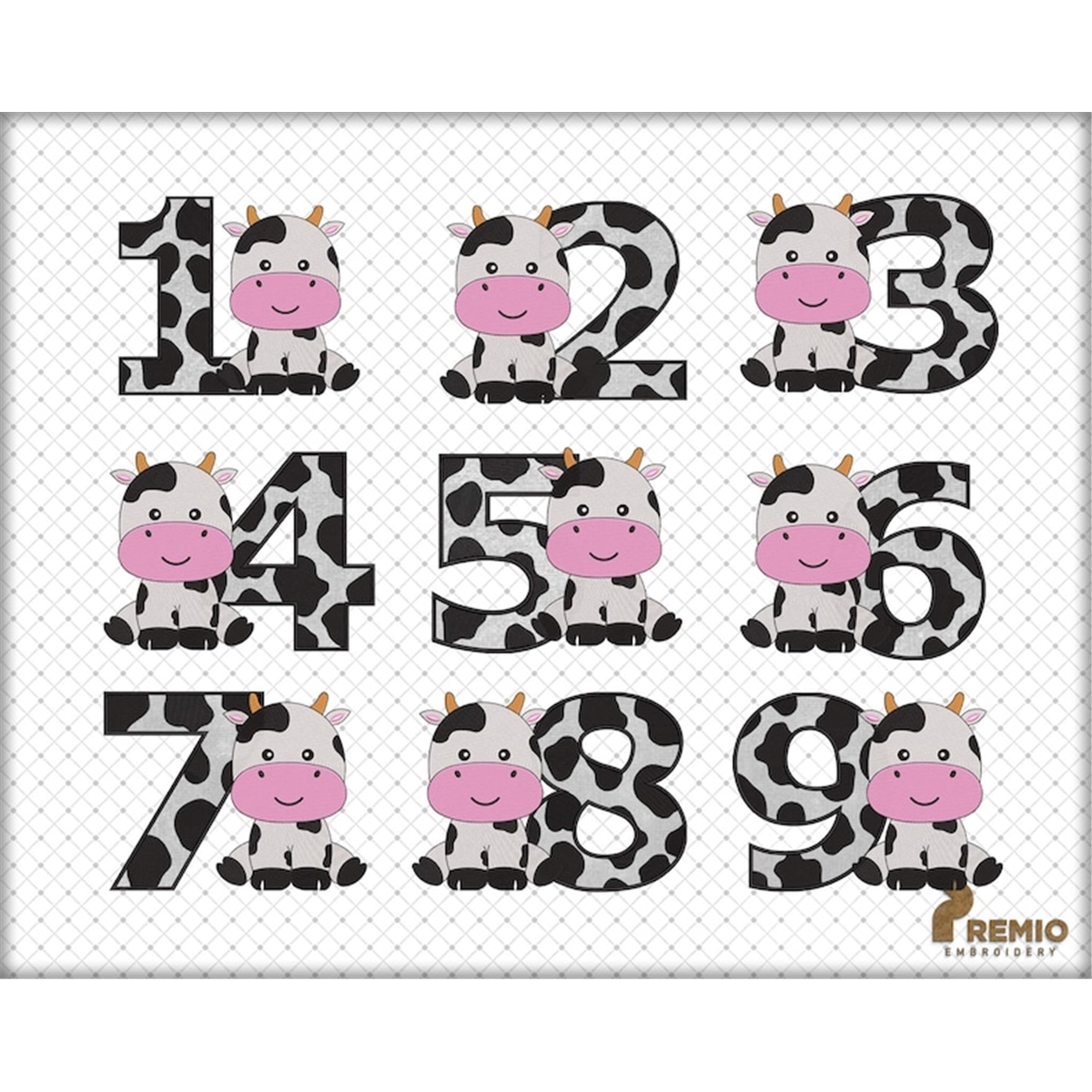 Cow Print Embroidery, Cute Cow Face & Number Applique Machin | Inspire ...