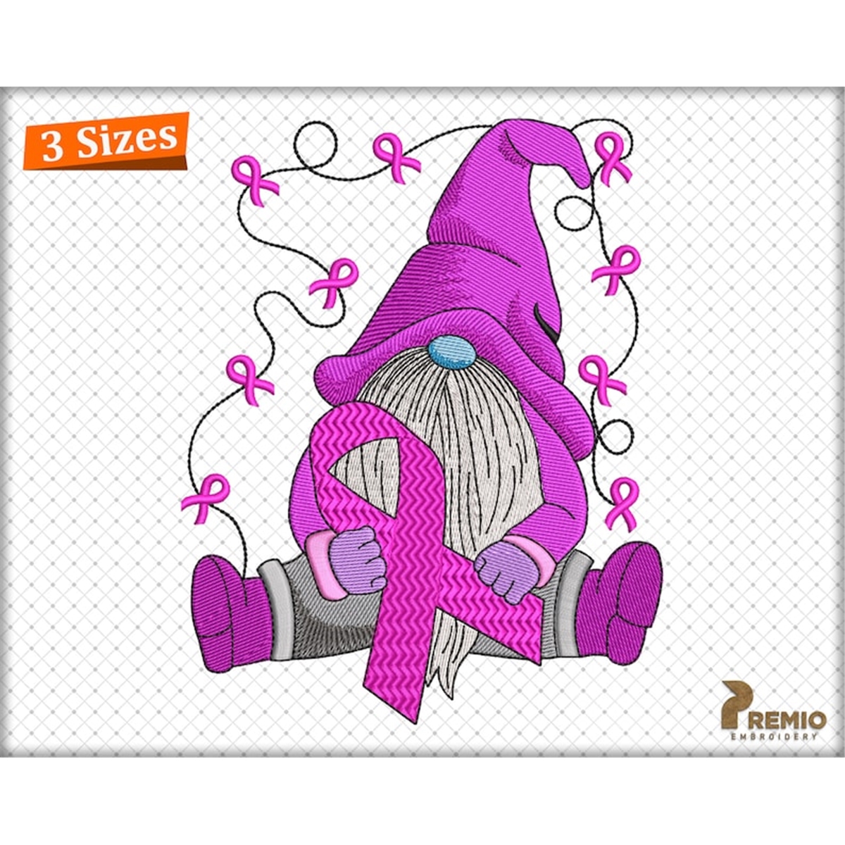 Awareness Gnome Machine Embroidery Design, Gnome Cancer Awar - Inspire ...