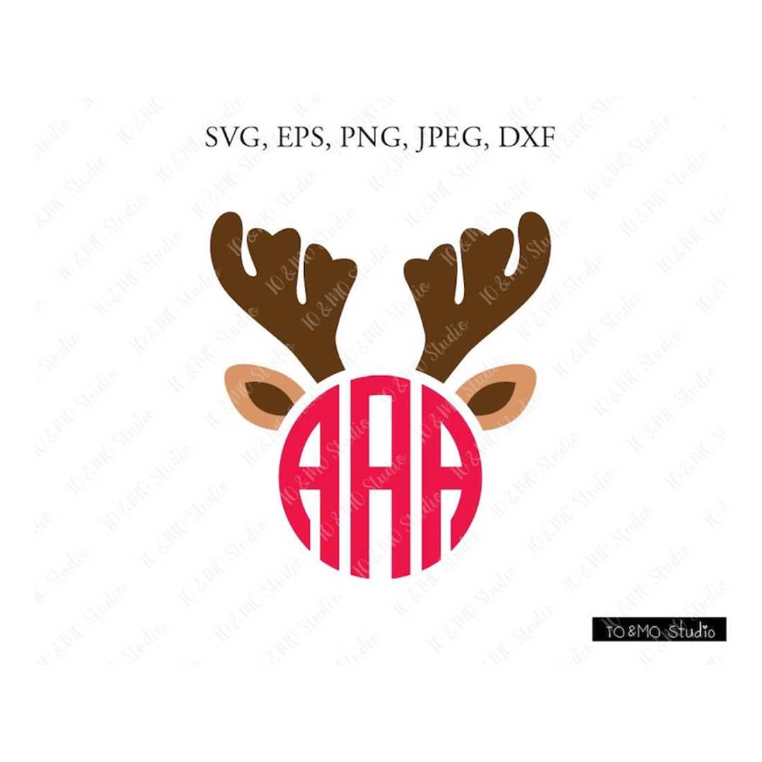 Reindeer Monogram SVG, Reindeer Svg, Reindeer Clip Art, Rein | Inspire ...