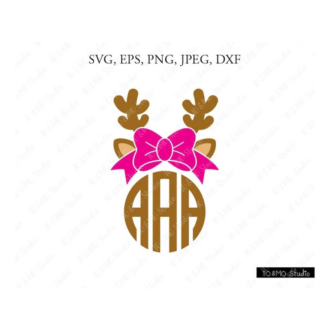 Reindeer Monogram SVG, Reindeer Svg, Reindeer Clip Art, Rein | Inspire ...
