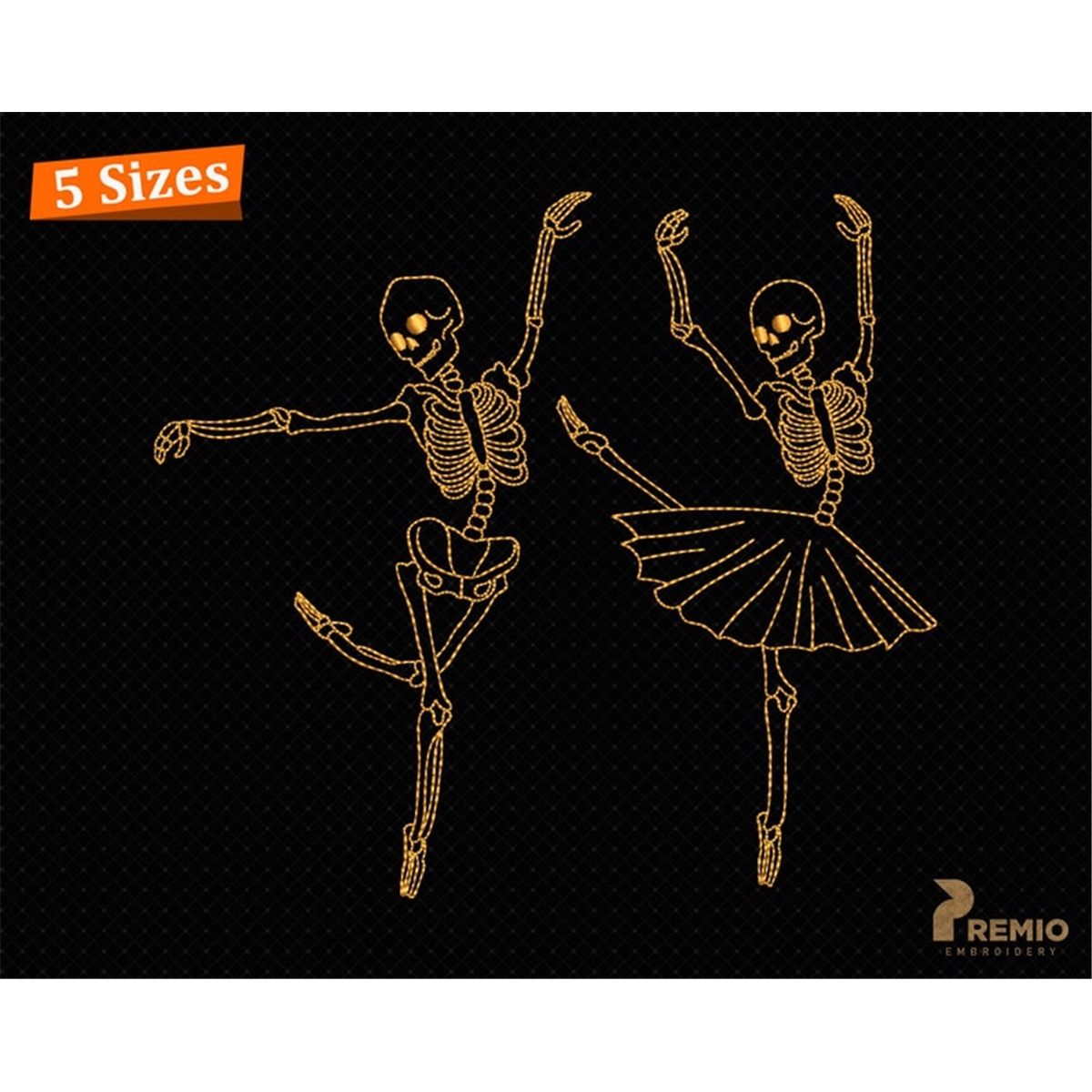 Dancing Skeletons Embroidery Design, Ballerina Skeletons Mac - Inspire ...