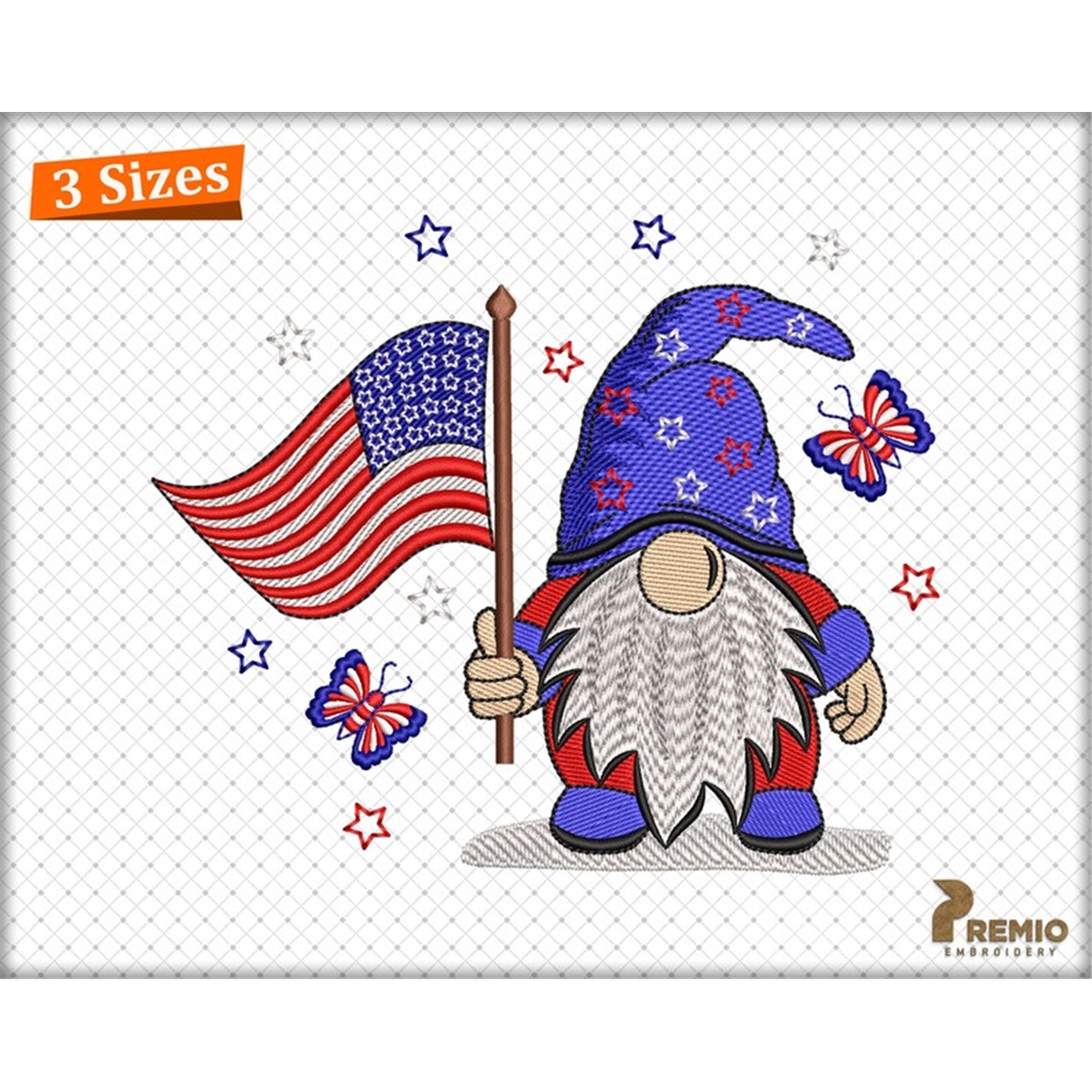 4th of July Gnome Embroidery Design, Patriotic Gnome With UA | Inspire ...
