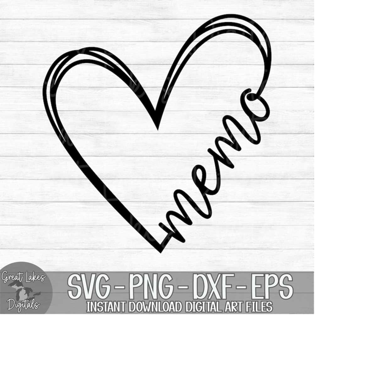 Memo Heart - Instant Digital Download - svg, png, dxf, and e - Inspire ...