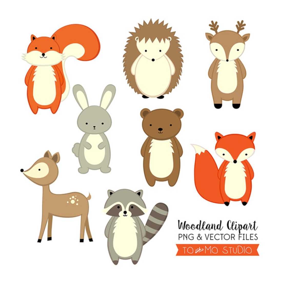 Woodland Animals Clip Art & Vectors - Invitation, Crafting, | Inspire ...