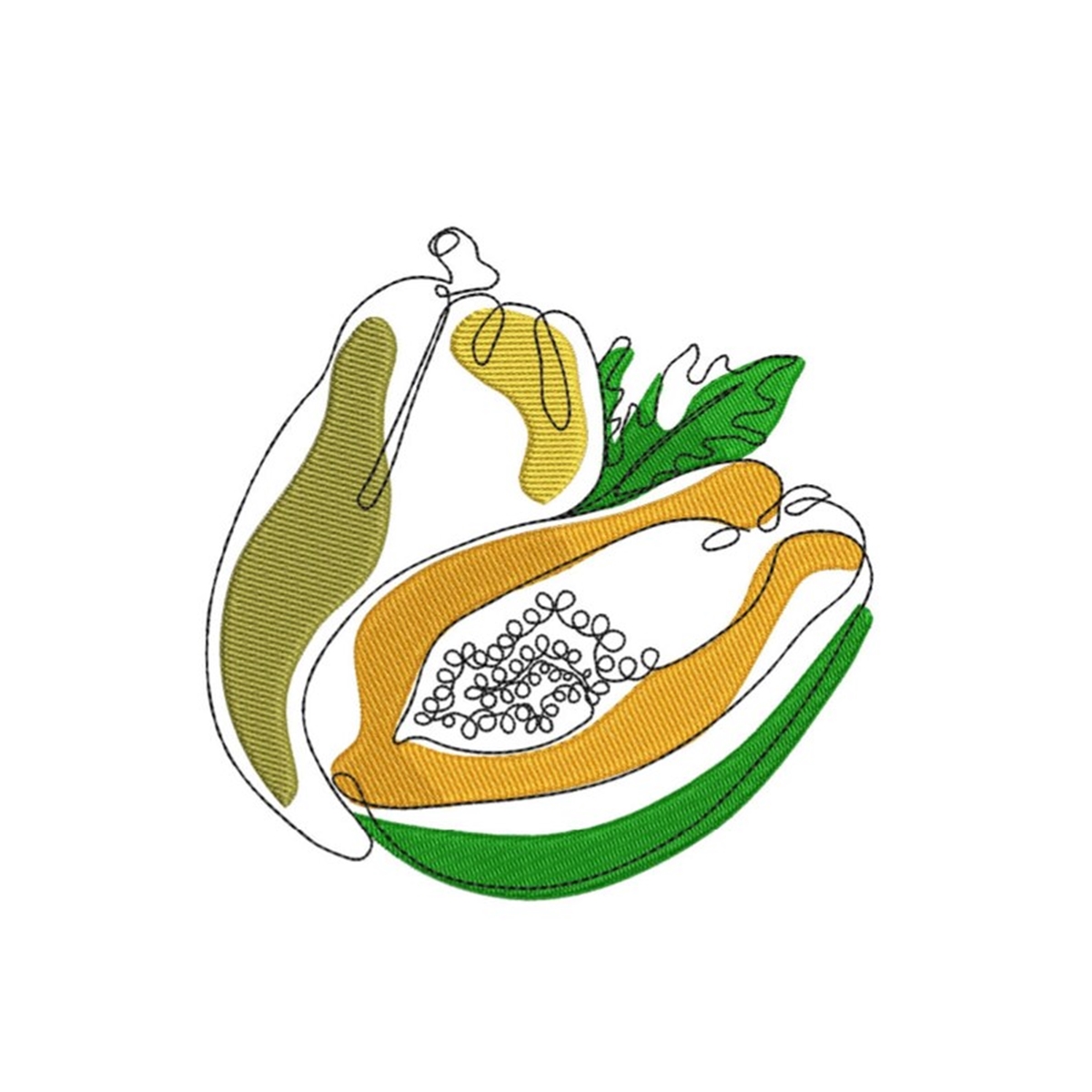 Papaya Machine Embroidery Design | Inspire Uplift