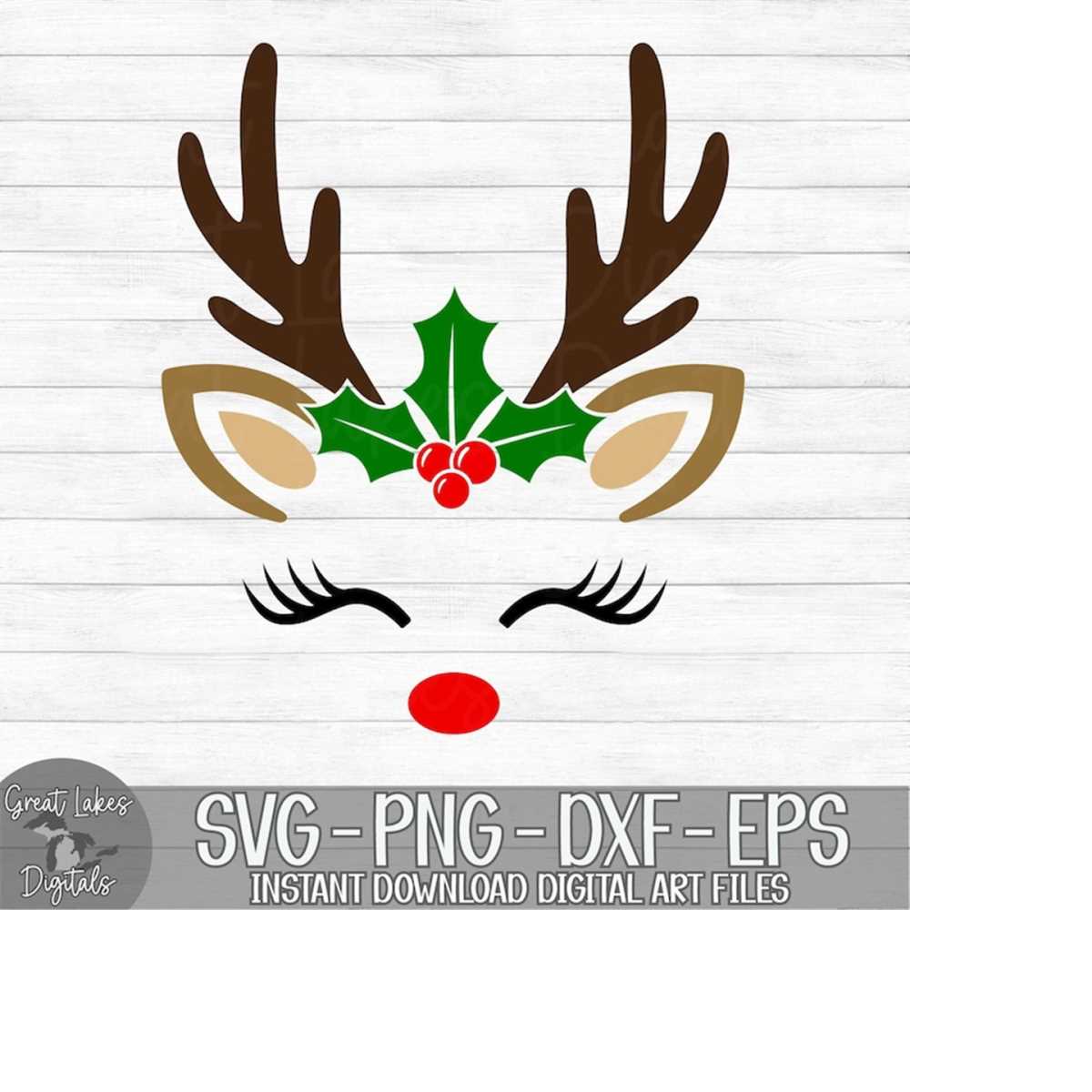 Reindeer with Holly - Instant Digital Download - svg, png, d - Inspire ...