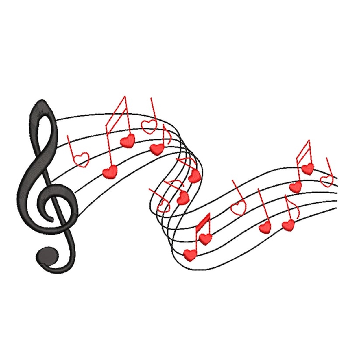 Treble Clef with Notes Machine Embroidery Design | Inspire Uplift