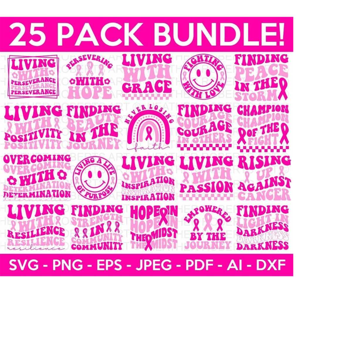 Retro Cancer Awareness SVG Bundle, Cancer SVG, Breast Cancer | Inspire ...