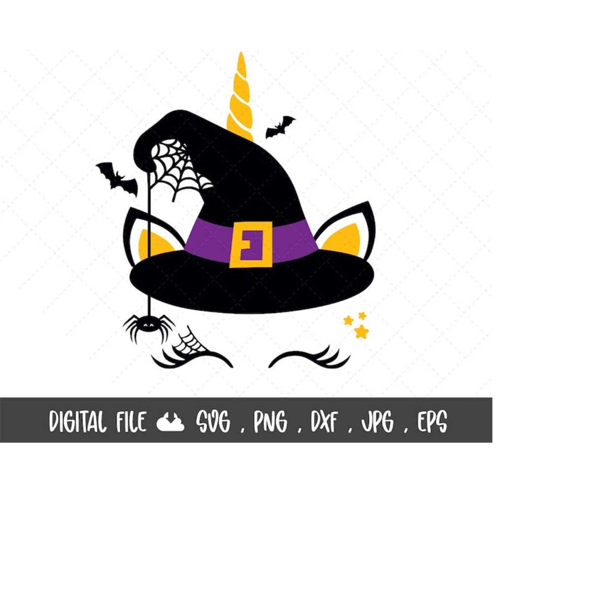 Halloween Unicorn Svg Unicorn Witch Face Svg Bat Candy corn - Inspire ...