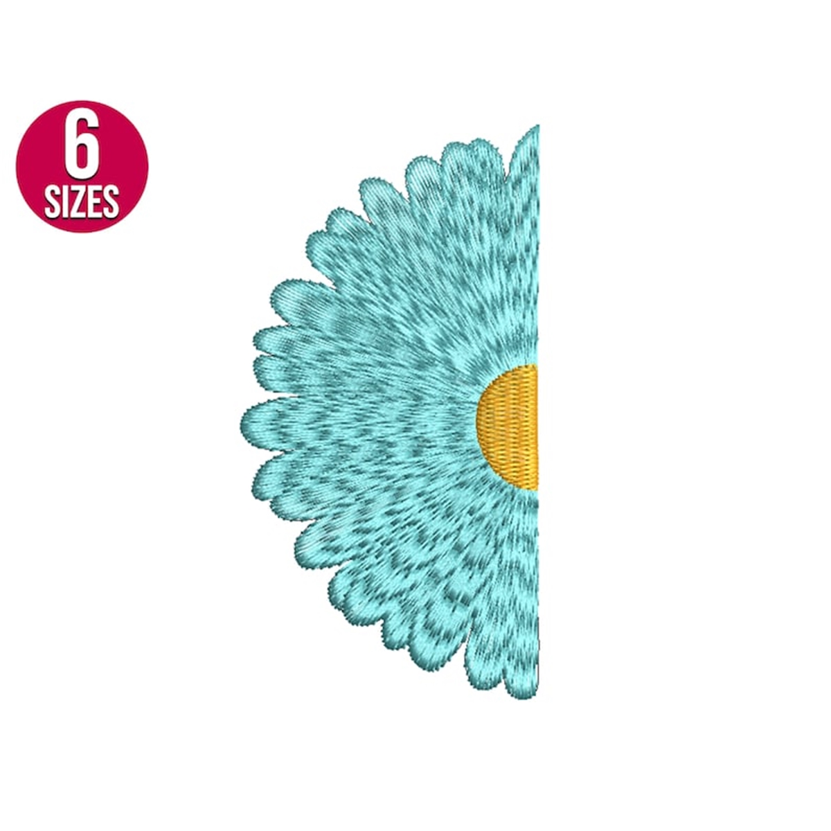 Half Daisy flower embroidery design, Machine embroidery file | Inspire ...