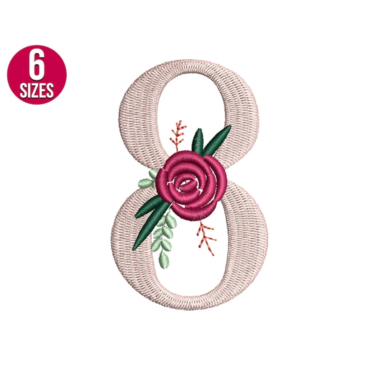 Floral Font Flower numbers embroidery design, Number eight, | Inspire ...