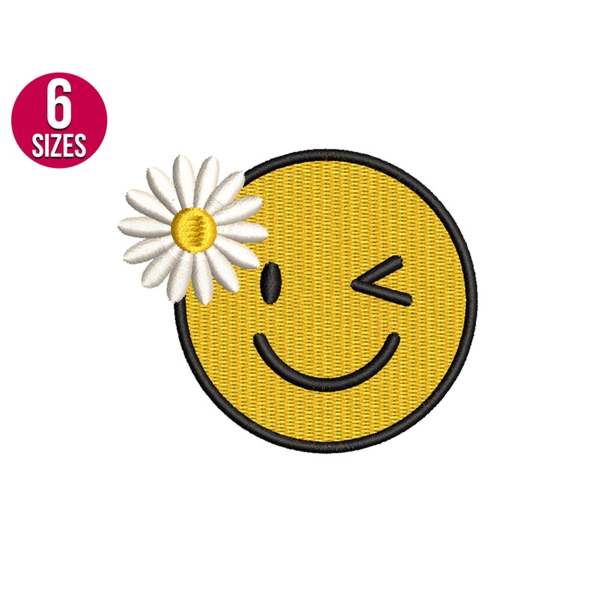 Smiley face embroidery design, daisy flower, Machine embroid - Inspire ...