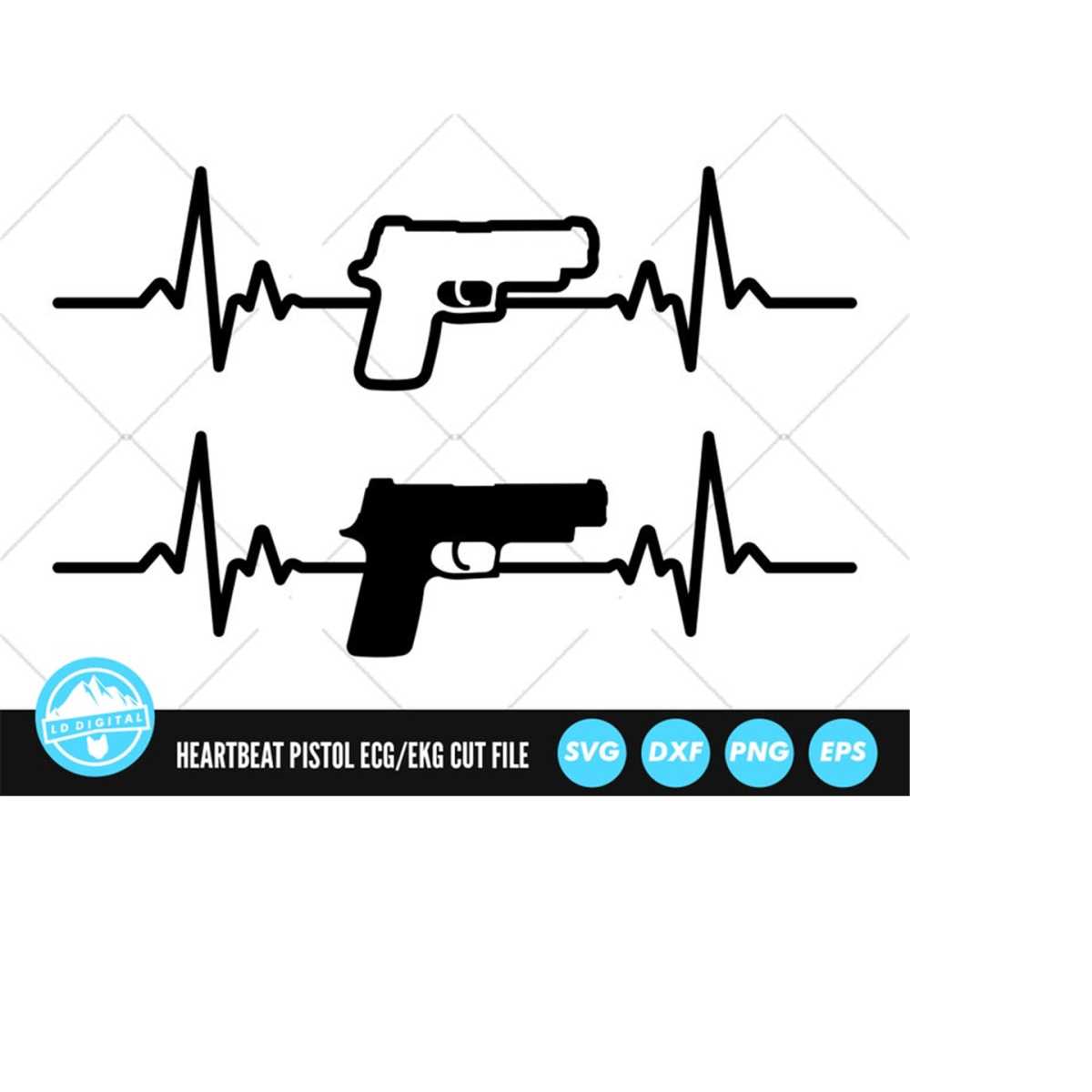 Heartbeat Line Gun SVG Files | ECG EKG Cut Files | Healthcar - Inspire ...