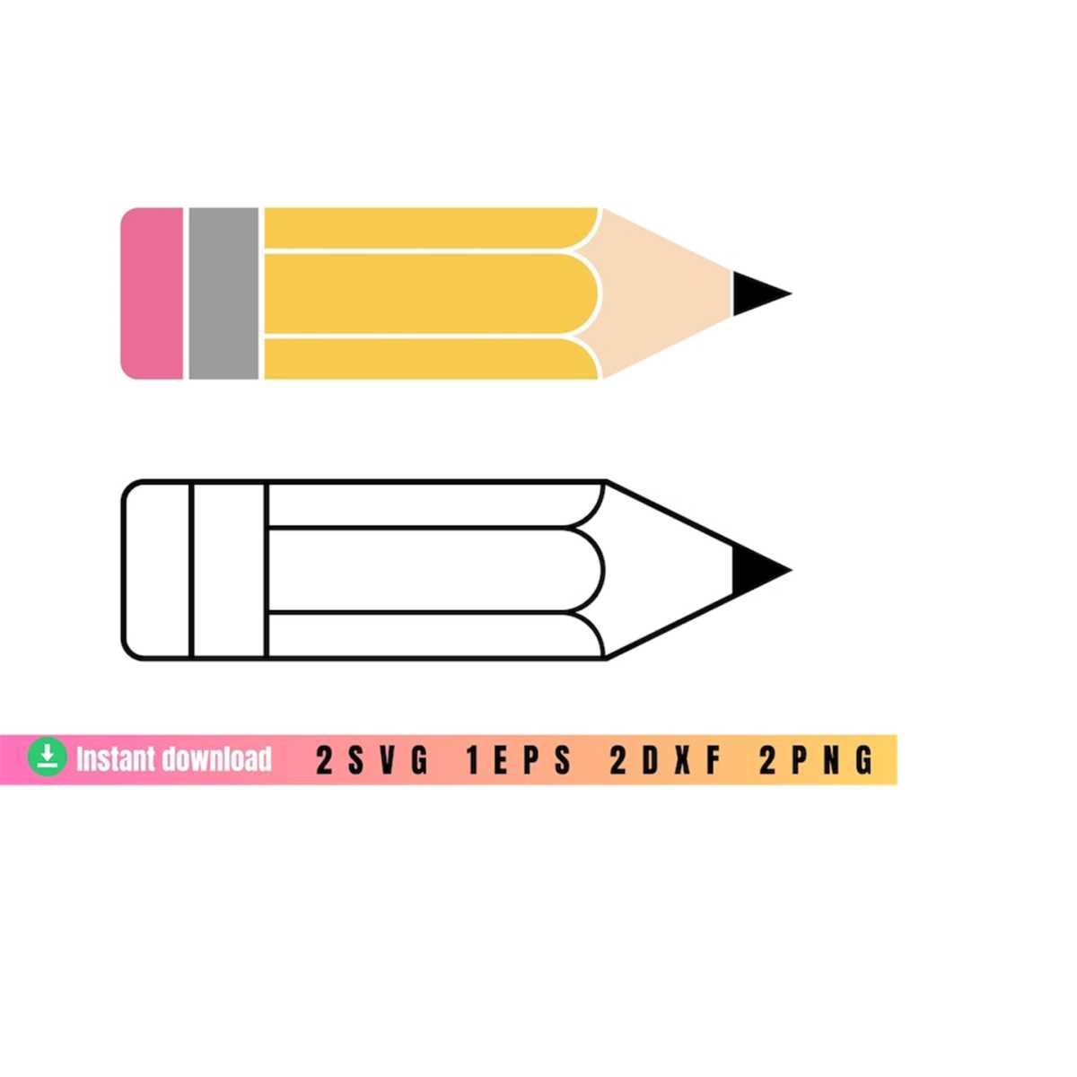 Pencil SVG, Outline Pencil SVG, Vector, Clipart, PNG, Schoo - Inspire ...
