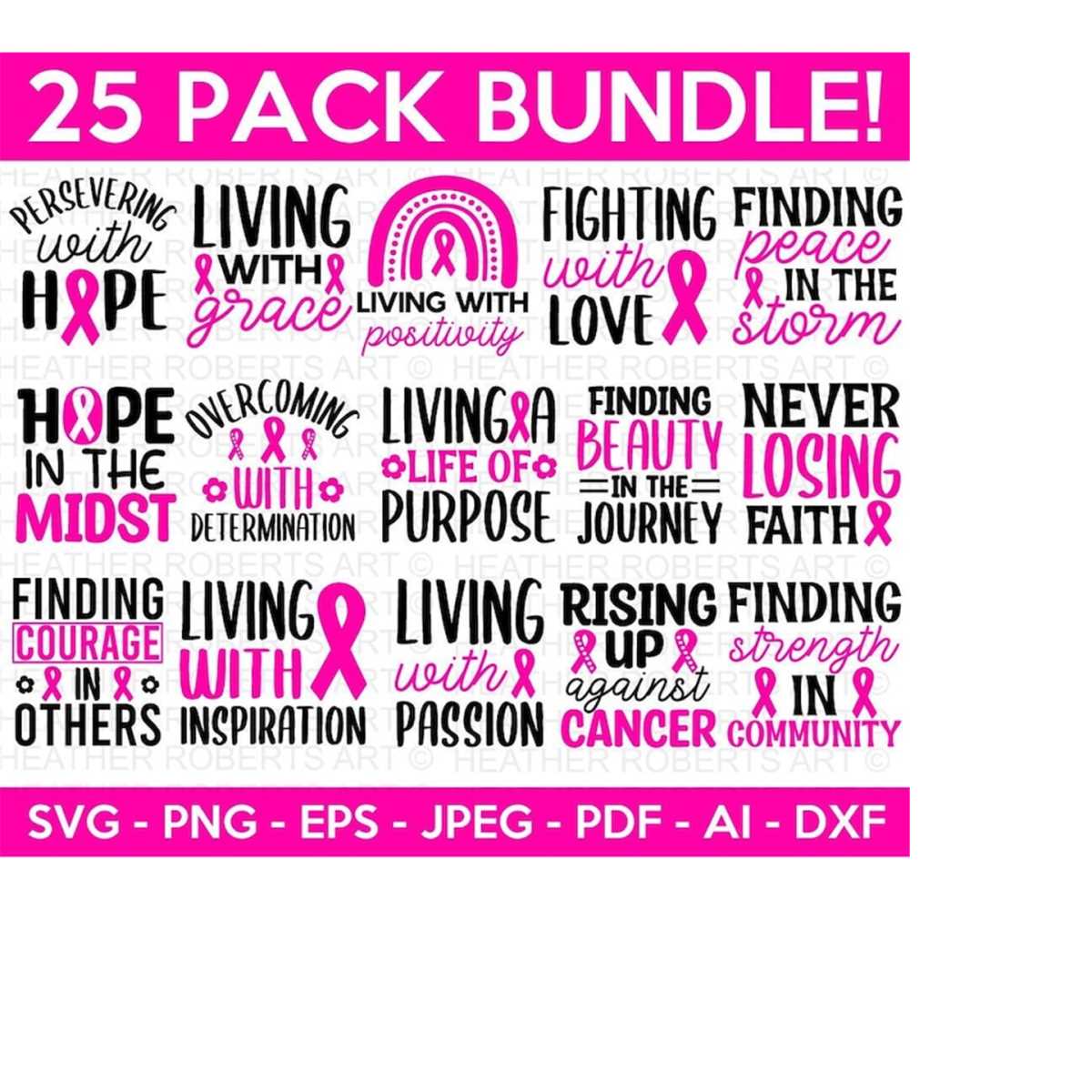 Cancer Awareness SVG Bundle, Cancer SVG, Breast Cancer SVG, | Inspire ...