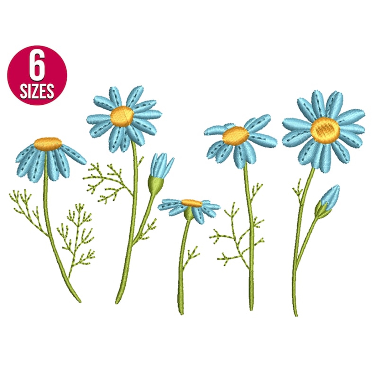 Daisy flowers embroidery design, wildflowers, plants, Machin - Inspire ...