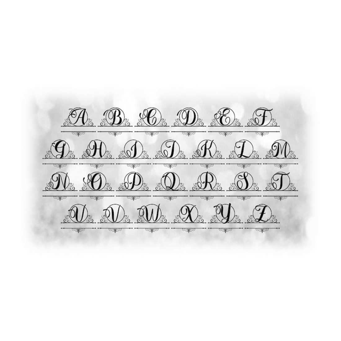 Word Clipart: Fancy Script Split Monogram Name Frame Letters | Inspire ...