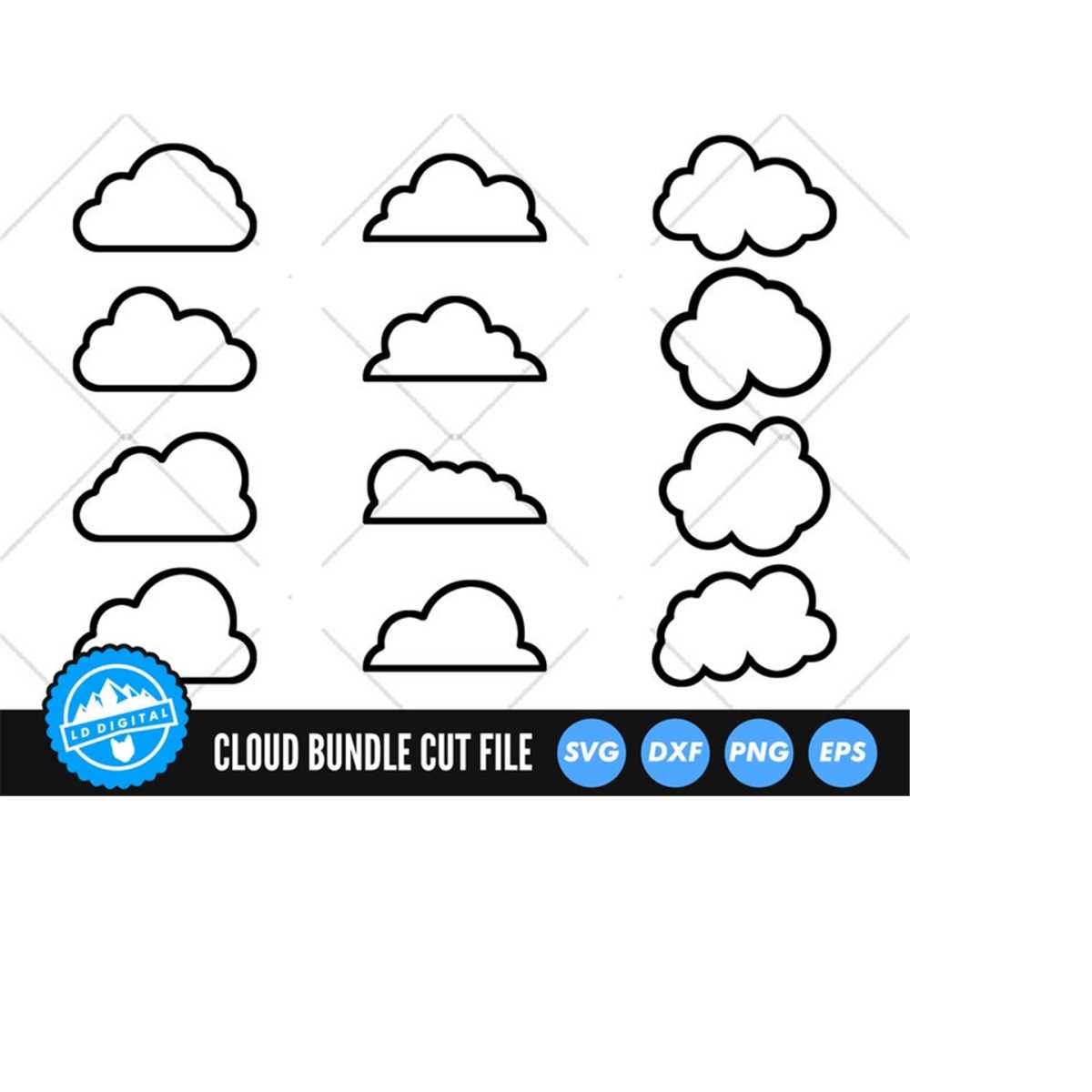 Cloud Bundle SVG Files | Cloud Silhouette Cut Files | Cloud - Inspire Uplift