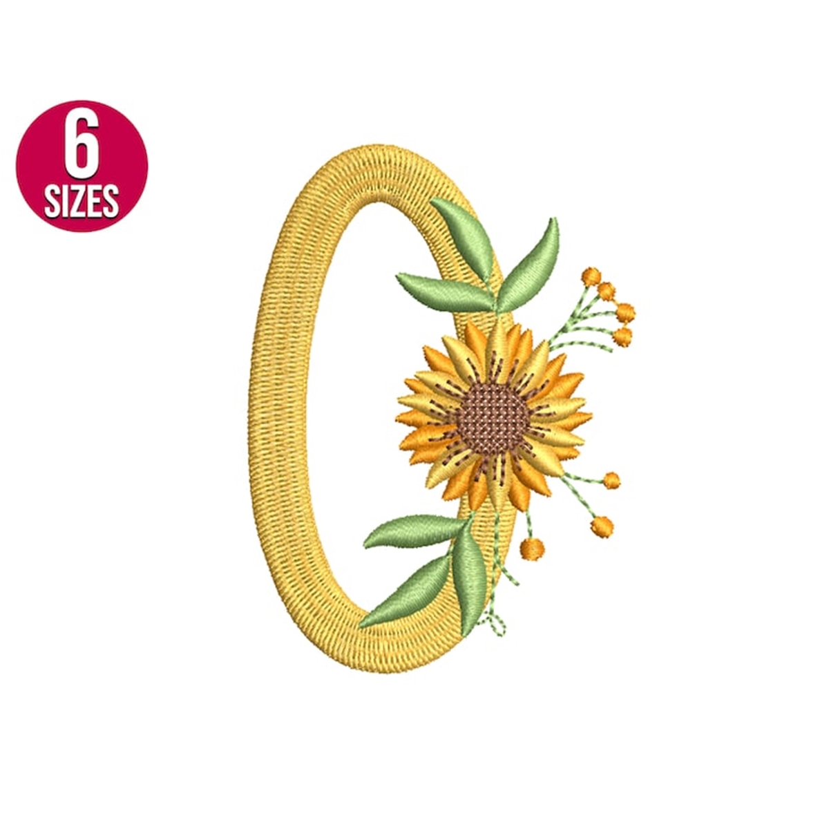 Floral Font sunflower alphabet Number zero embroidery design | Inspire ...