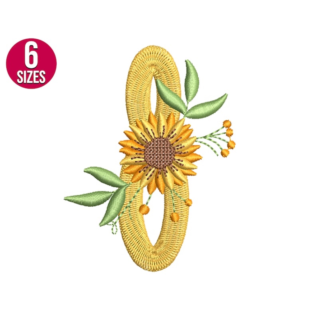 Floral Font sunflower alphabet Number Eight embroidery desig | Inspire ...