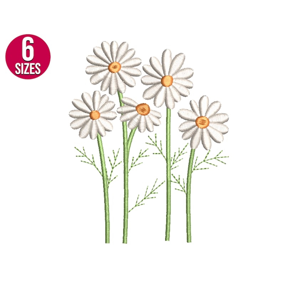 Daisy flowers embroidery design, wildflowers, plants, Machin | Inspire ...