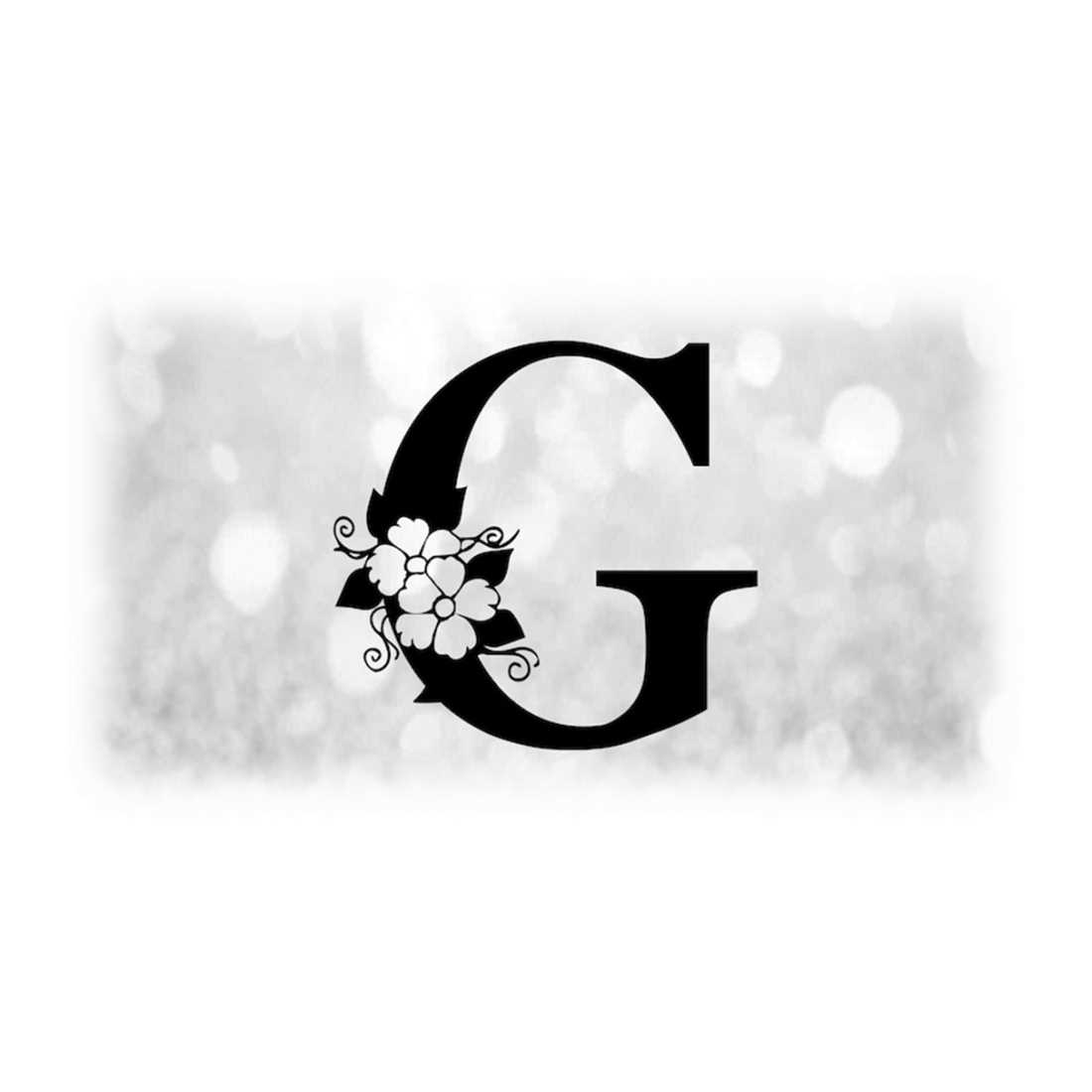 Word Clipart: Black Formal Capital Letter 'G' with Floral / | Inspire ...